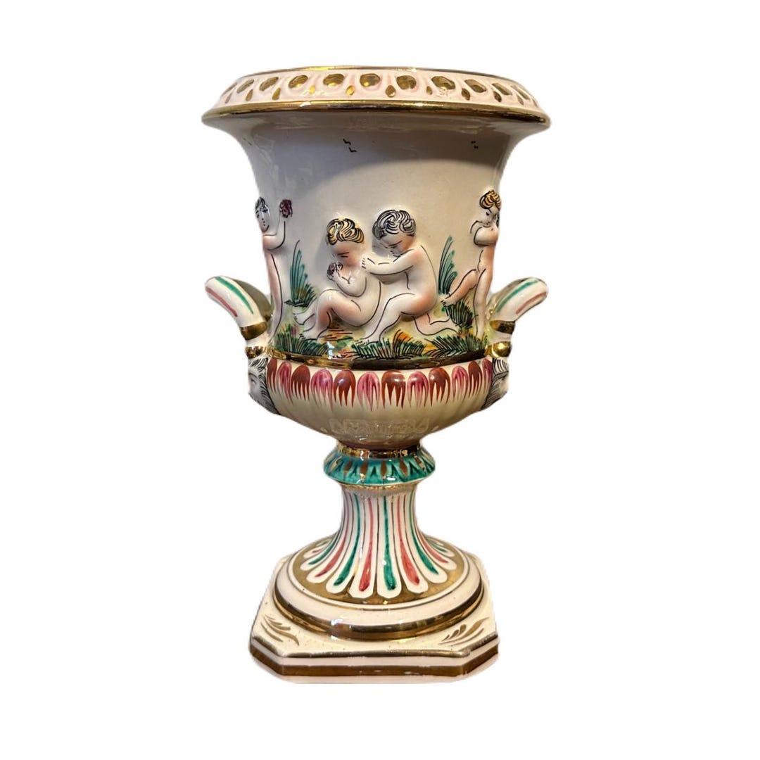Vintage Italian Capodimonte Urn Vase W/bearded Head Handles - Etsy