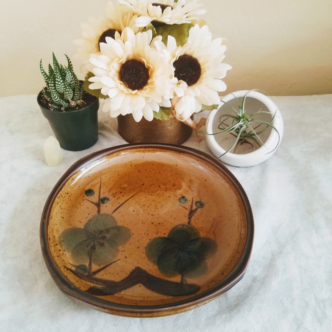 Vintage Square Ceramic Plate, Blossom Plate Japanese, Ceramic Floral ...