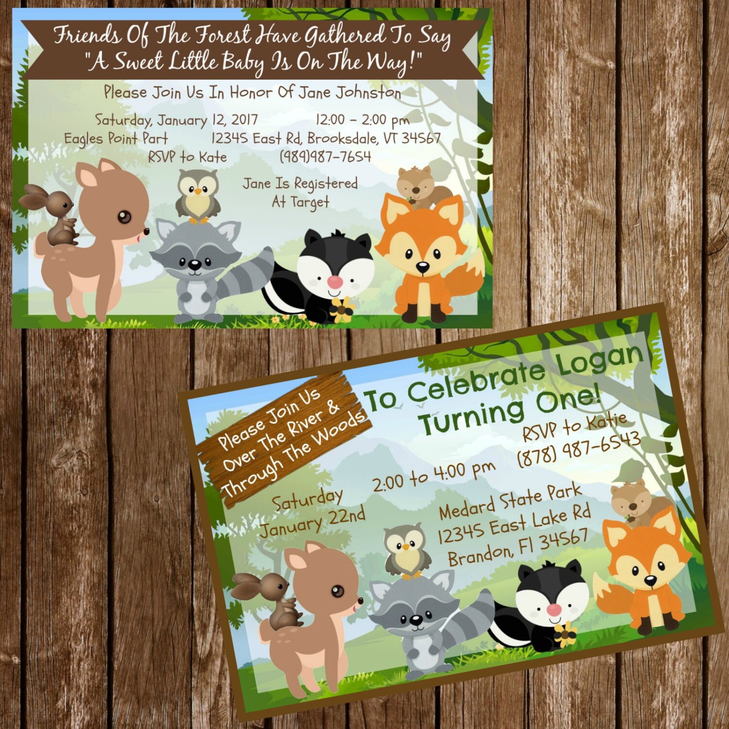 Woodland Forest Animal Party Invitation Baby Shower or Birthday ...