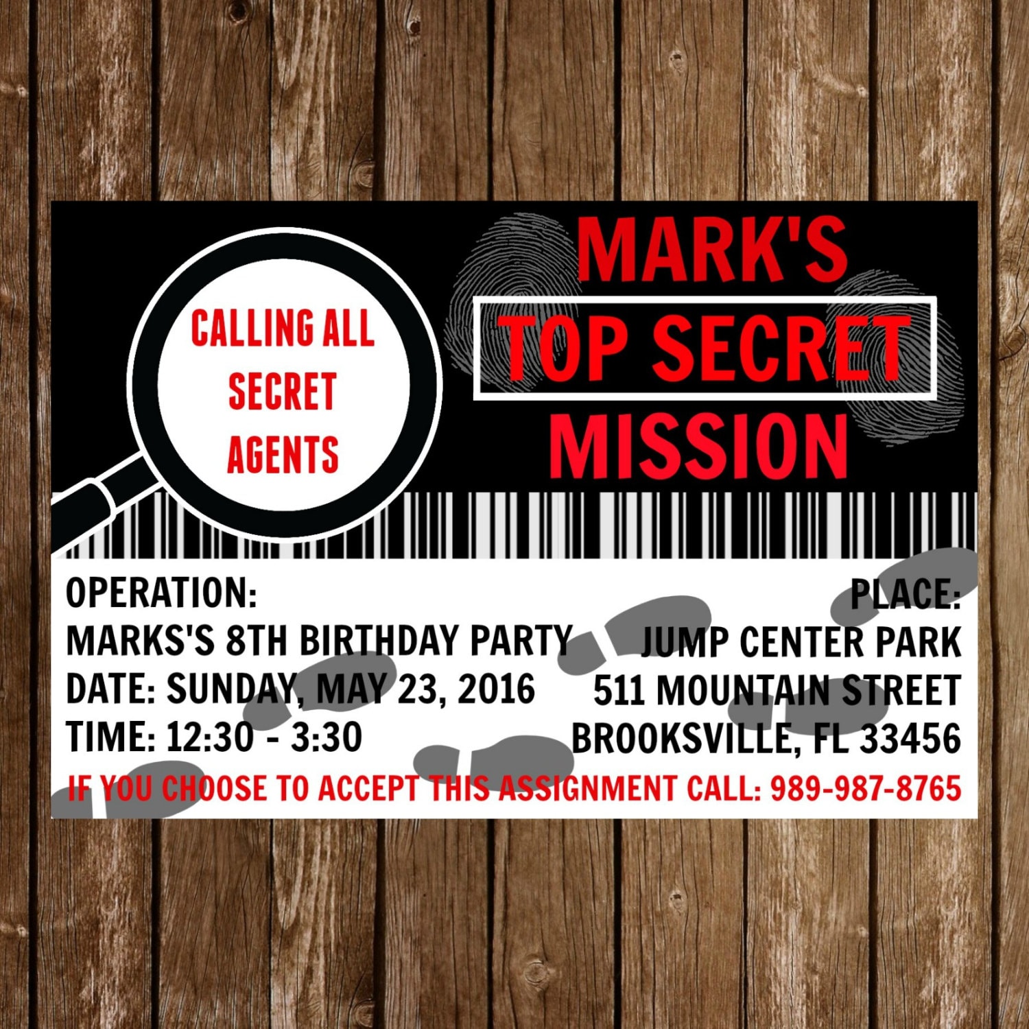 Secret Agent - Spy Kids - Birthday Invitation Download - 4 X 6 - Print ...