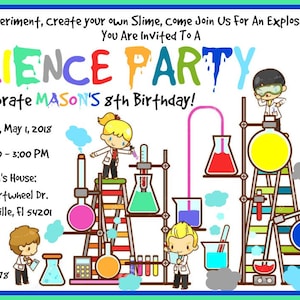 Science Birthday Party Invitation Download- Scientist Lab - 4 X 6 ...