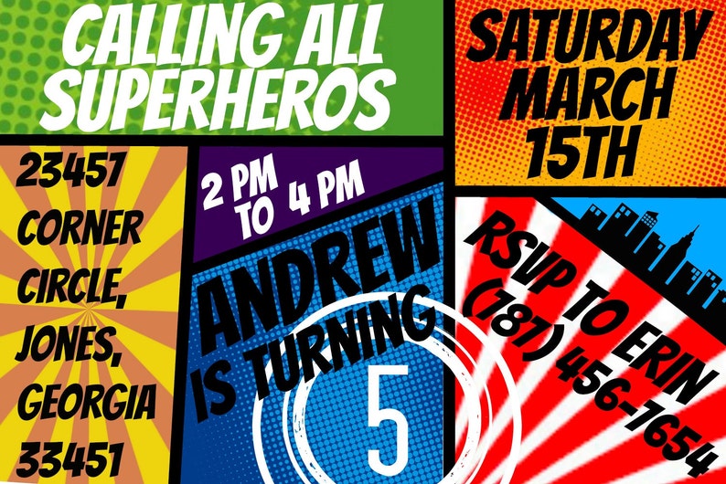 Comic Strip Birthday Invitation and Cut Out Download - Etsy