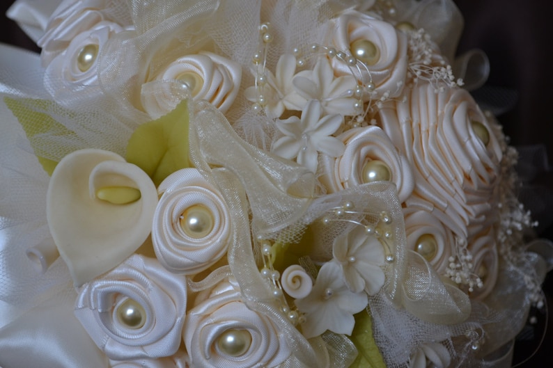 Wedding Bouquet Original and One of a Kind Satin Flowers - Etsy