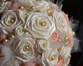 Wedding Bouquet Original and One of a Kind Satin Flowers | Etsy