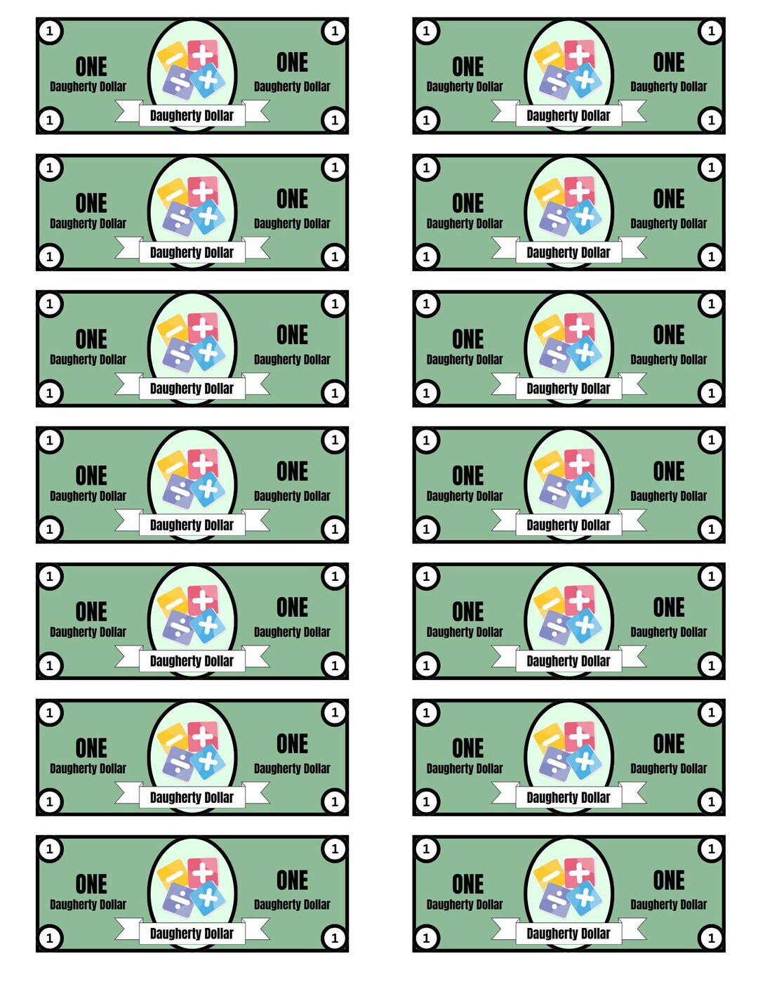 Math Classroom Dollars Template - Editable, Printable, CANVA TEMPLATE ...