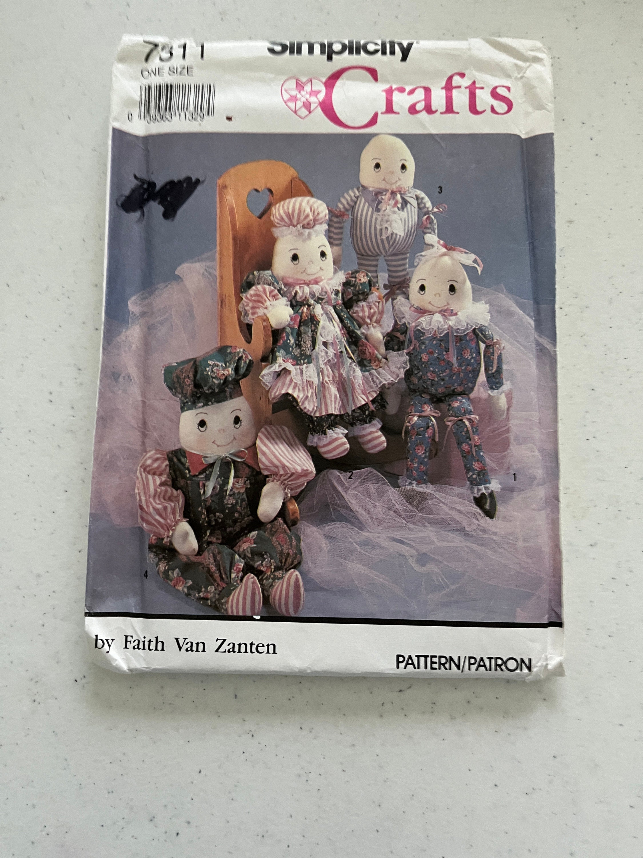 UNCUT 1991 Simplicity Crafts Pattern 7311, Stuffed Egghead Dolls and ...