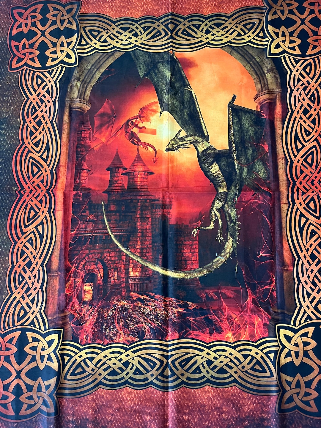 Red Fury Dragon Fabric Panel: Wall Quilt, Fabric Lot 212 - Etsy