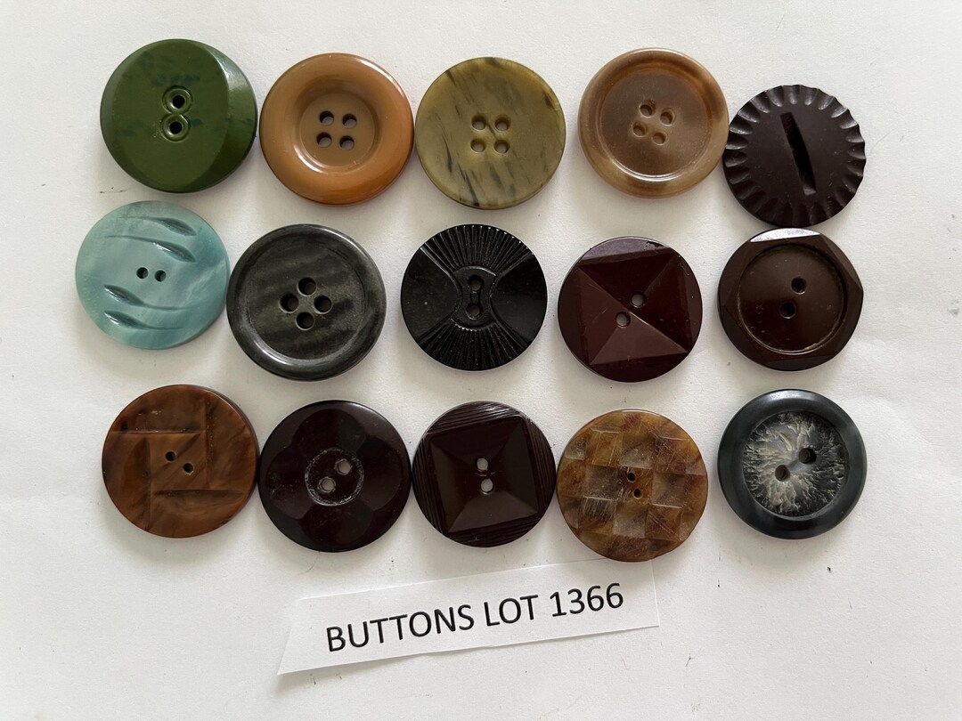 15 Vintage Coat Buttons, All Different, Sewing Notions, Crafting ...