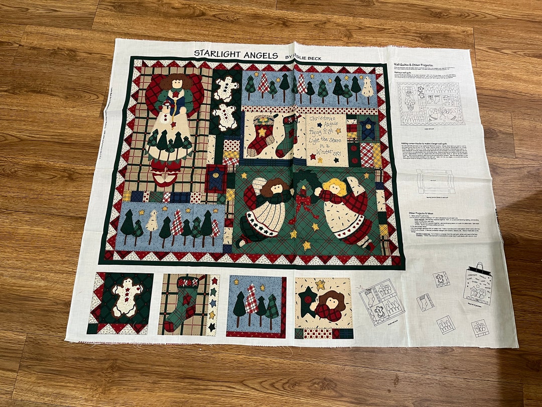 1 Fabric Panel, Starlight Angels, Leslie Beck, Christmas Wall Hanging ...
