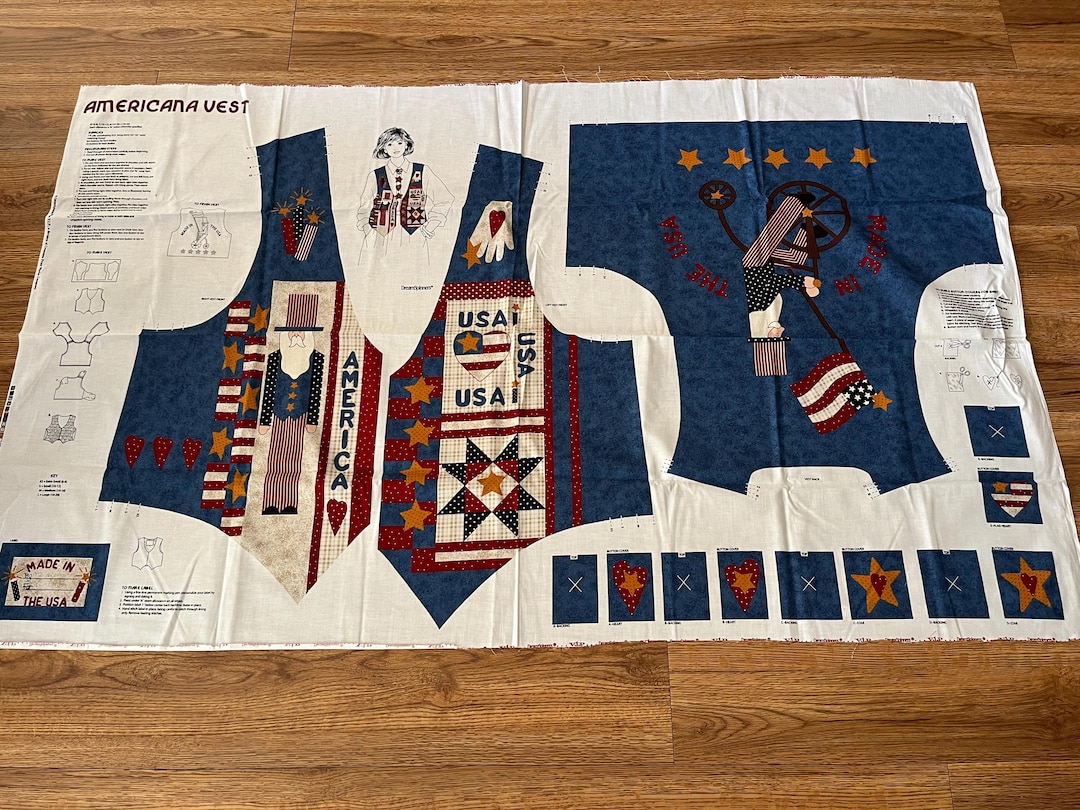1990s Americana Vest Fabric Panel: Dreamspinners, Cranston Print Works ...