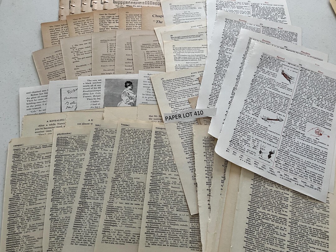 50 Vintage Book Pages, 10 Different Books, Ephemera, Old Paper, Aged ...