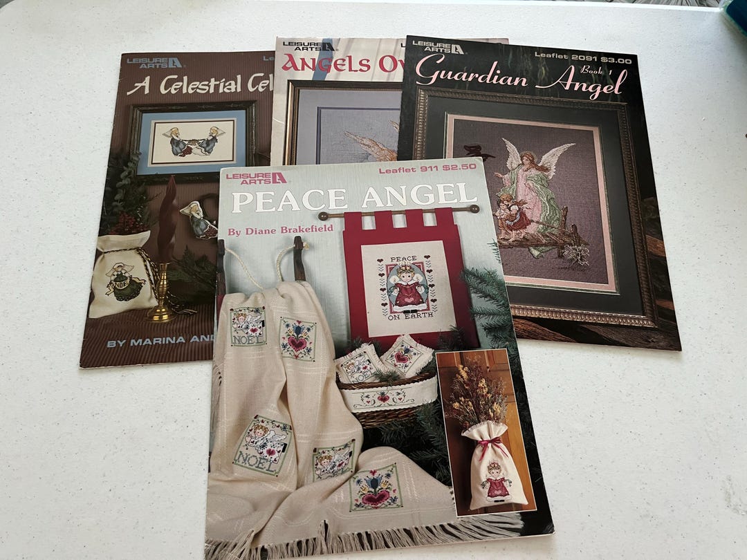4 Vintage 1990s Counted Cross Stitch Leaflets, Angels, Leisure Arts 608 ...