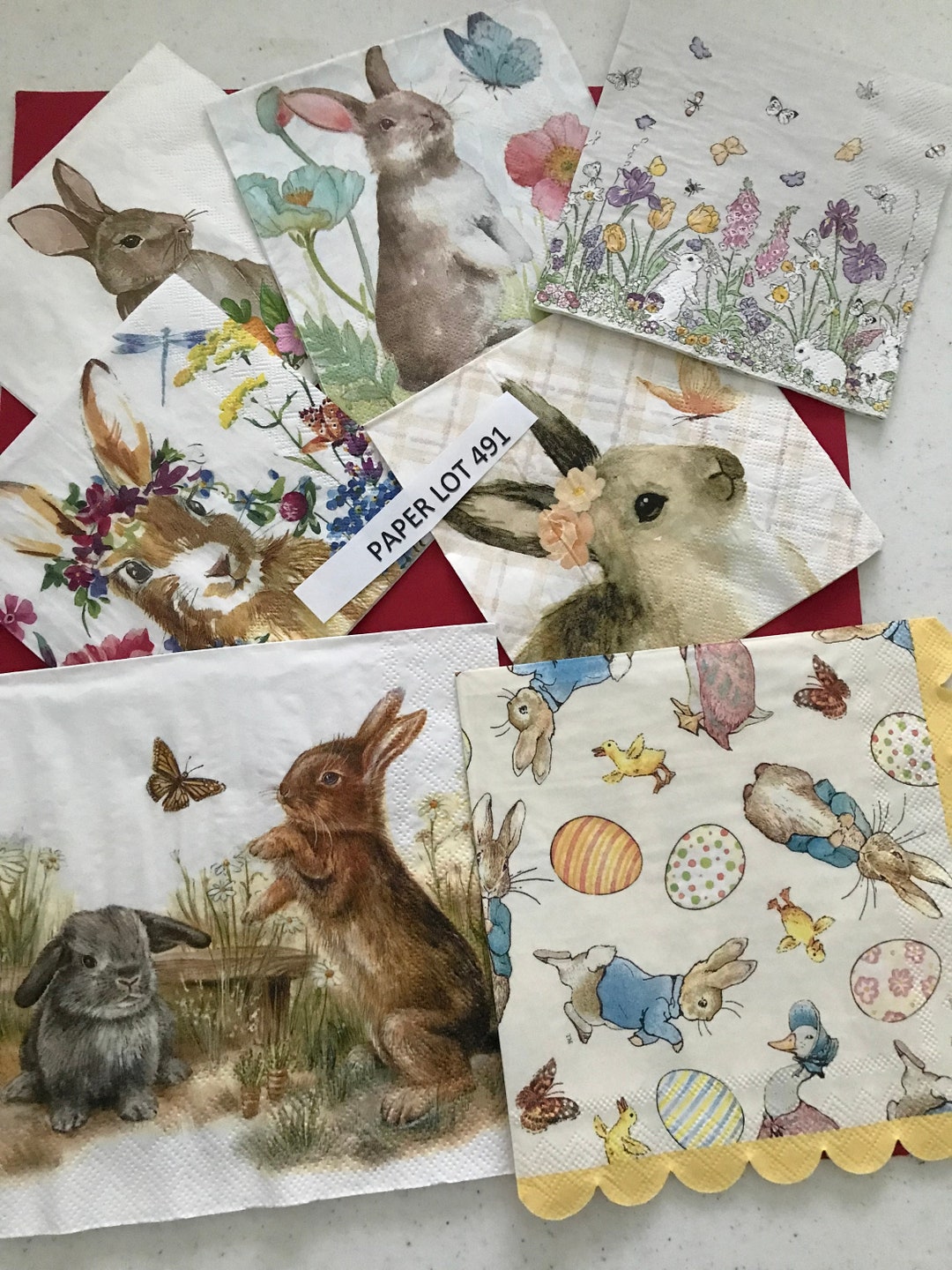 7 Spring Bunny Paper Napkins for Decoupage Bunnies Spring - Etsy