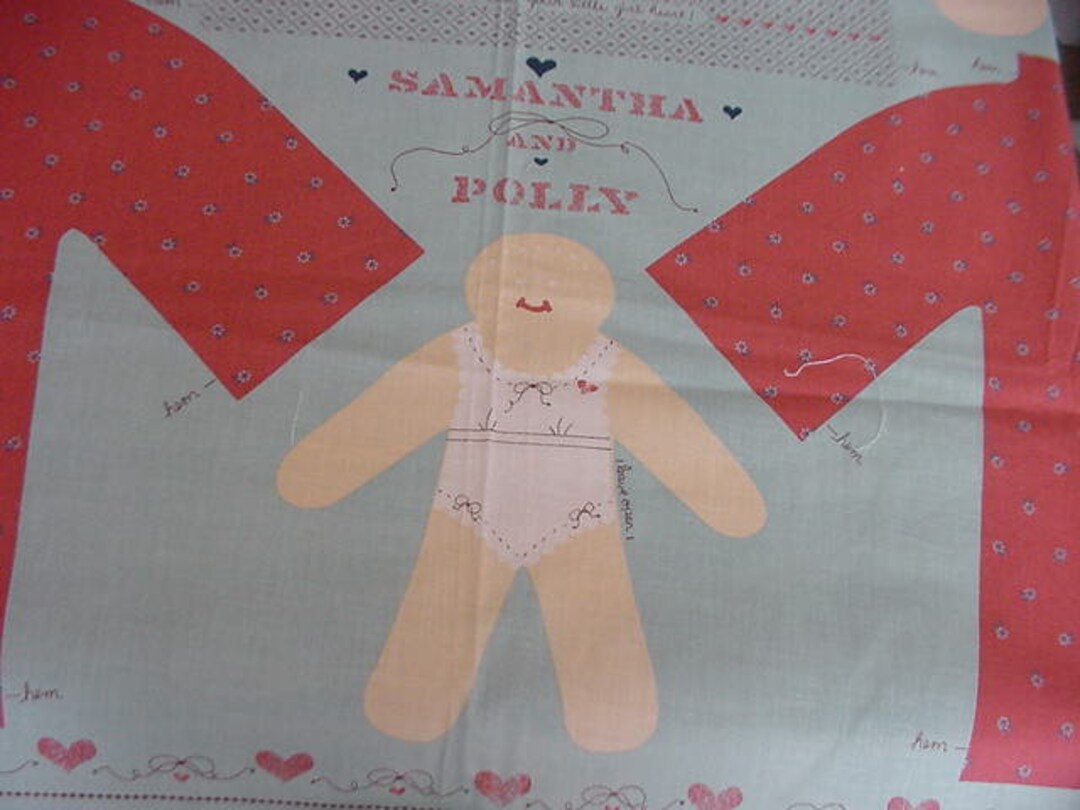 Vintage Samantha and Polly Fabric Doll Panel, Unmarked, Soft Sculpture ...