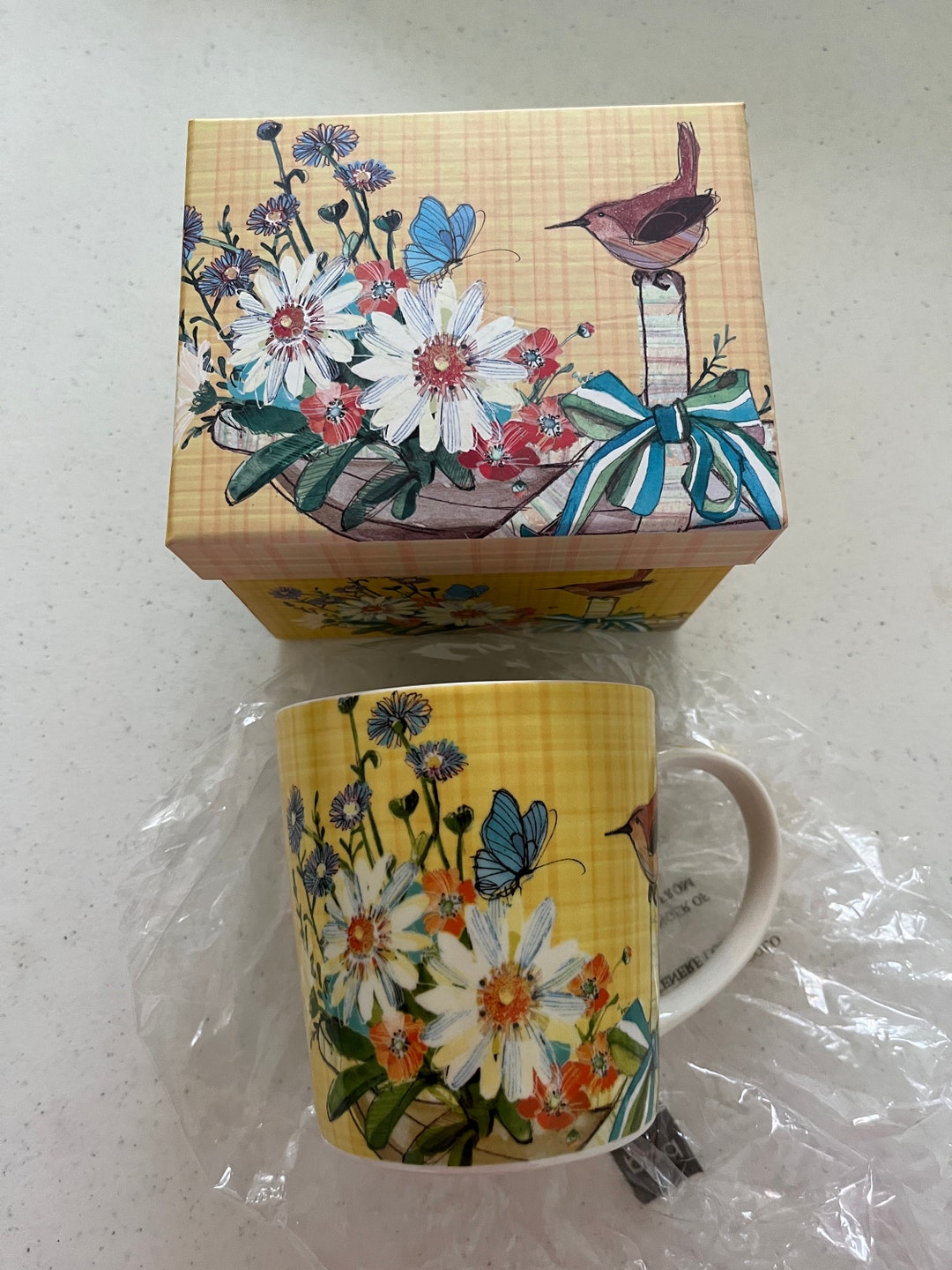 1 Pretty Coffee Mug, Wren With Flowers by Robbin Rawlings, Original Box ...