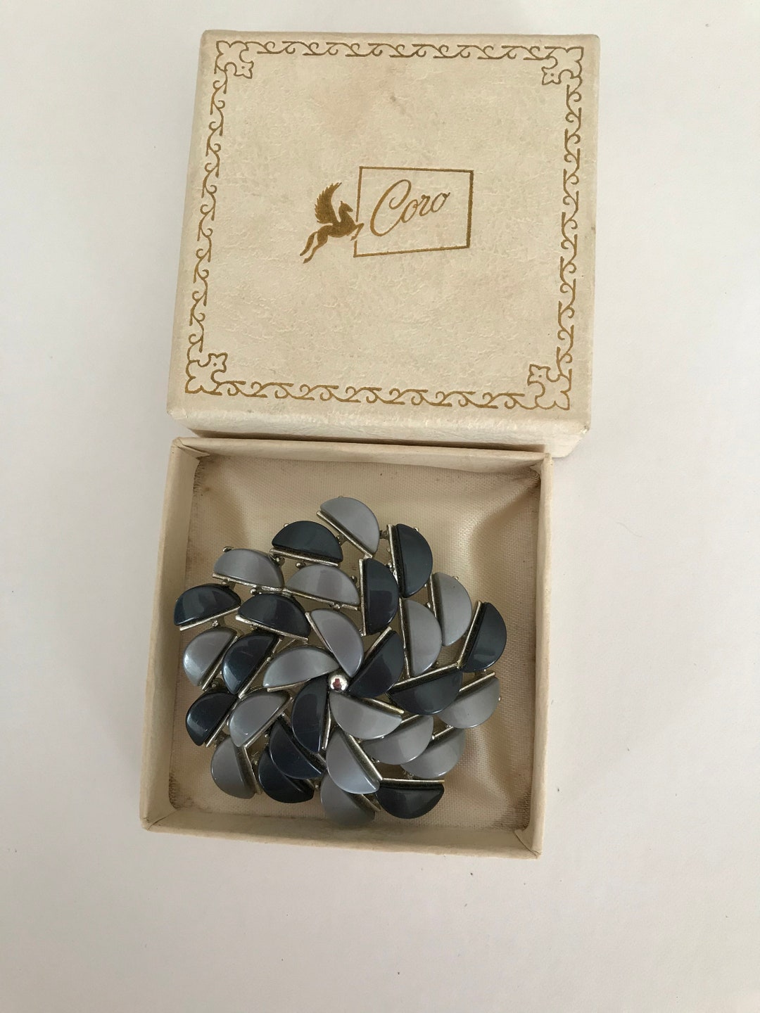 Vintage Coro Thermaset Pin/brooch in Original Box, Gray and Black Sets ...