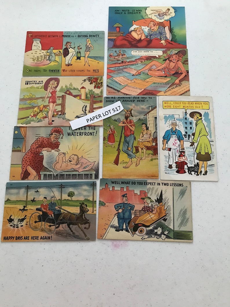 9 Vintage Comic Postcards for Crafts Junk Journals 1940s - Etsy