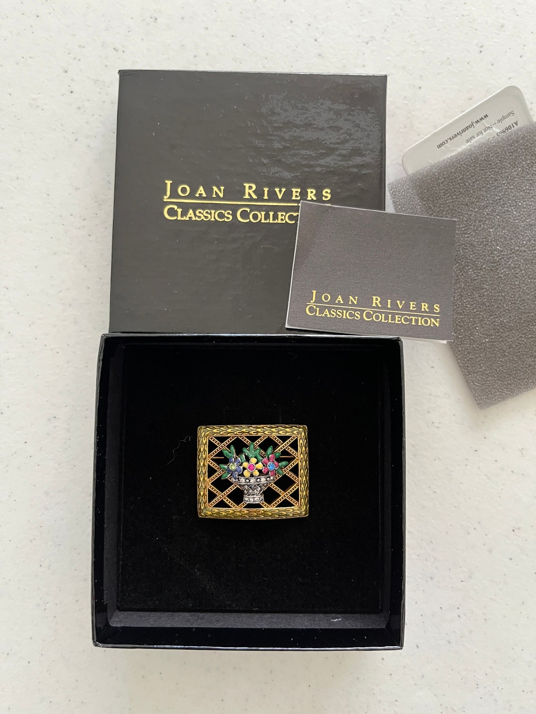 Vintage Joan Rivers Brooch, Flowers in Basket on Frame, Costume Jewelry ...