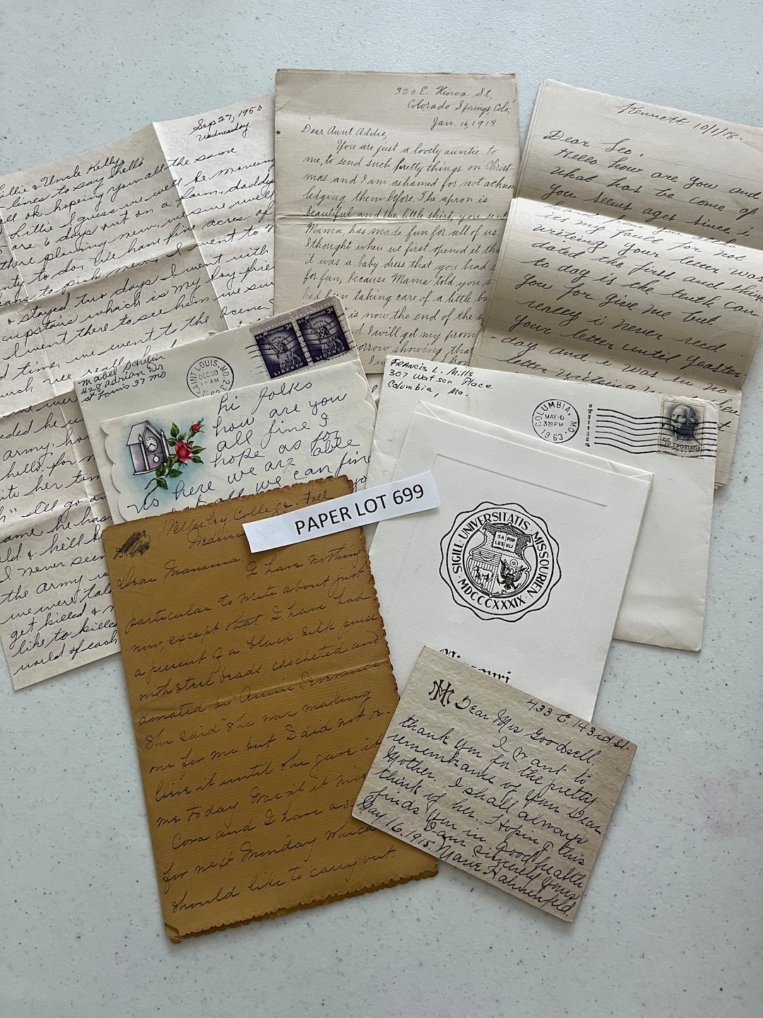 Vintage Handwritten Letters, Envelopes, 1963 Graduation Announcement ...