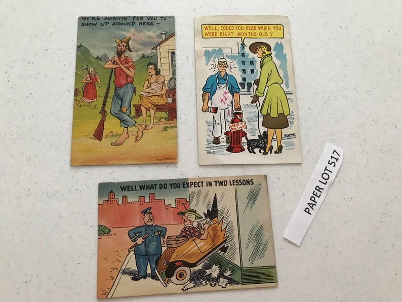 9 Vintage Comic Postcards for Crafts Junk Journals 1940s - Etsy