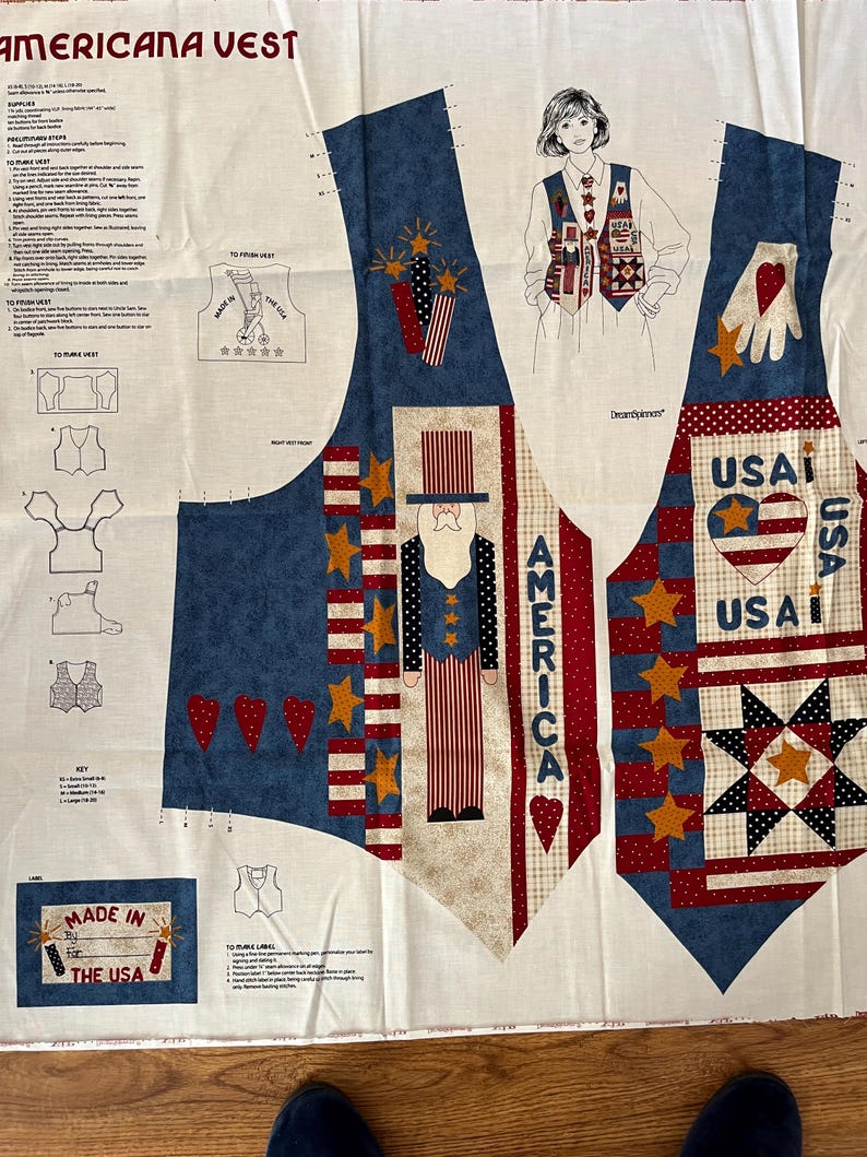 1990s Americana Vest Fabric Panel: Dreamspinners, Cranston Print Works ...
