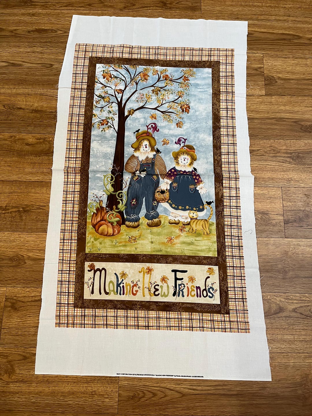 Scarecrow Fabric Panel: Riverwoods Collection Cotton Wall Hanging ...