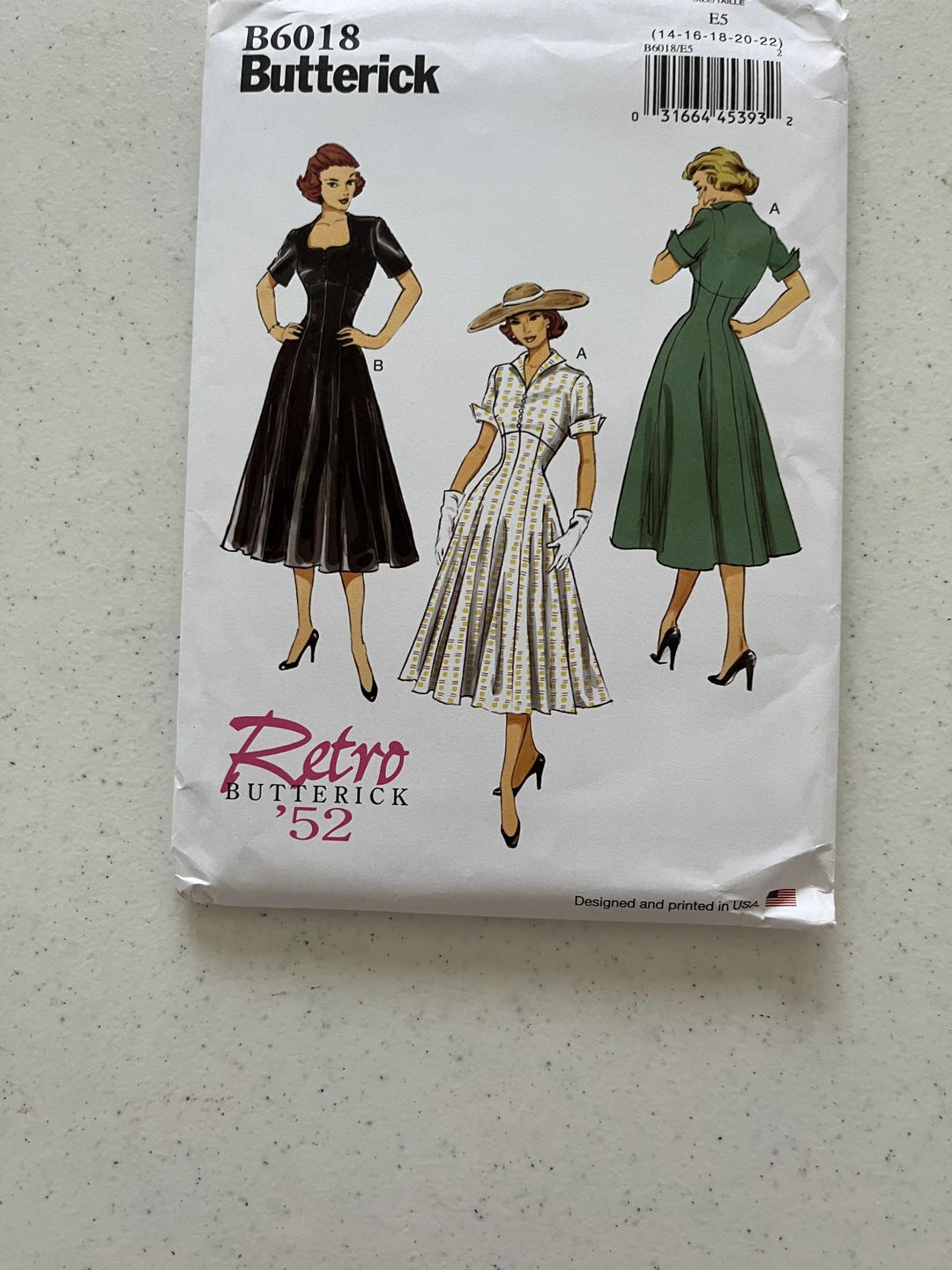 2021 Butterick Pattern B6018, Retro Butterick '52, Dress With Fitted ...