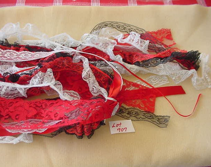 16 Yards Black, Red, White, White With Silver Metallic, Lace and ...