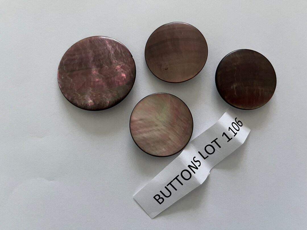4 Mother of Pearl/abalone Buttons, Iridescent, Metal Shanks, 1 1/8 and ...