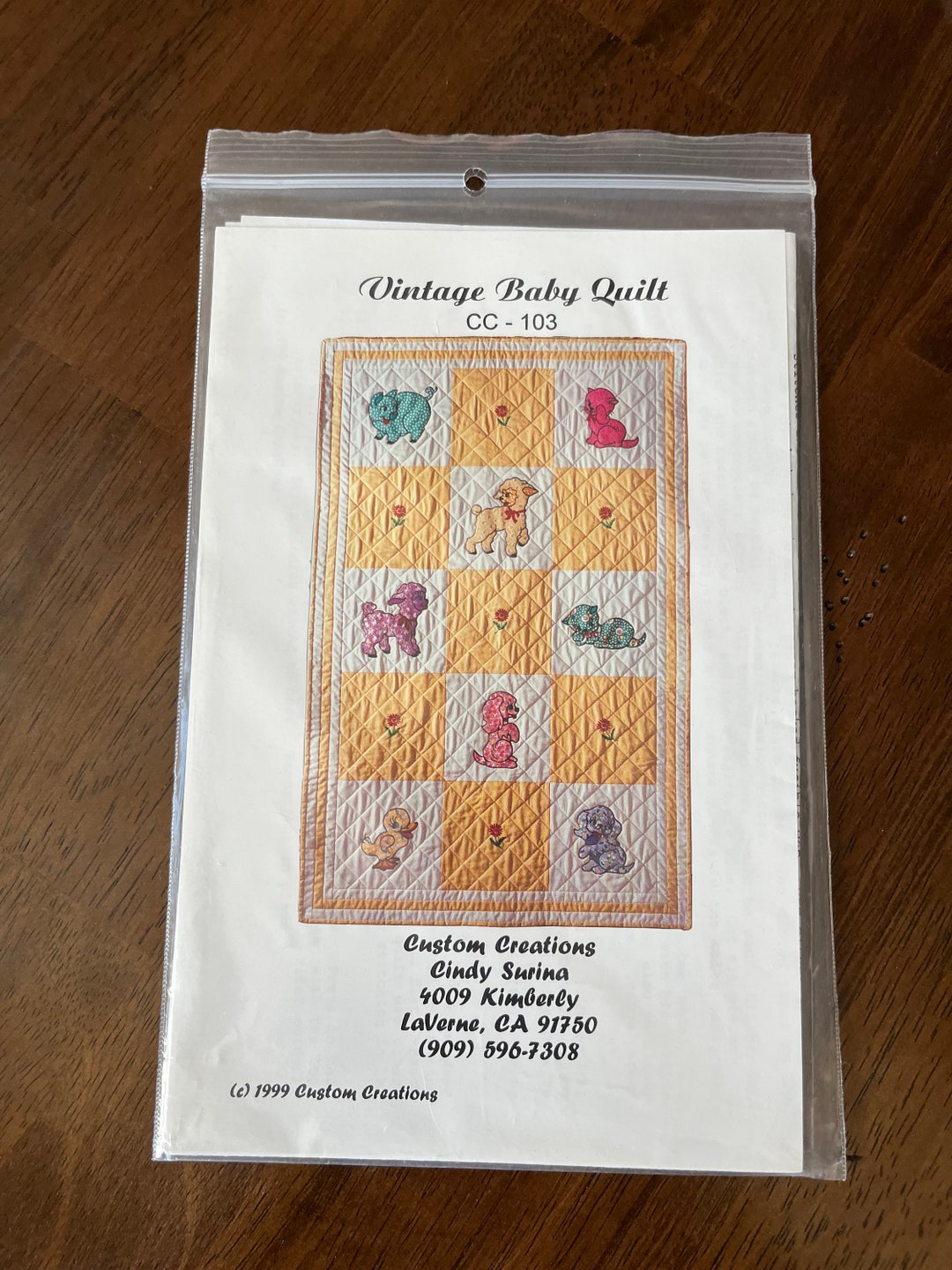 1999 Vintage Baby Quilt Pattern, CC 103, Custom Creations, Baby Animals ...