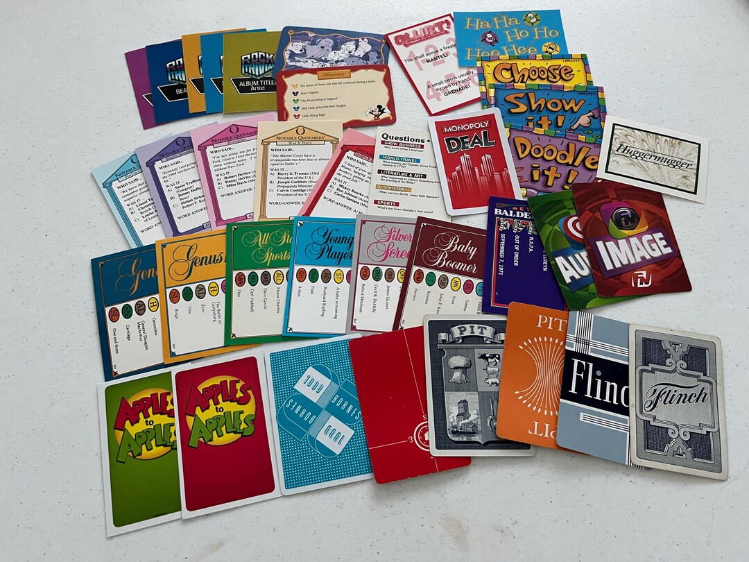 Lot Board Game Cards, 37 Cards From Misc Games, Trivia, Pit, Flinch ...