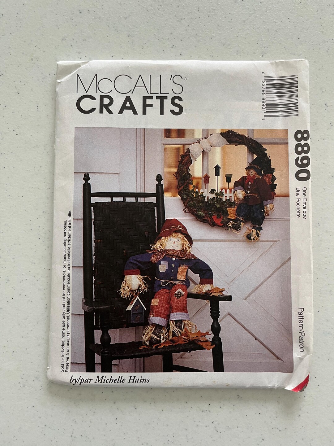Vintage Scarecrow & Wreath Sewing Pattern: Mccall's 8890, Uncut (1997 ...