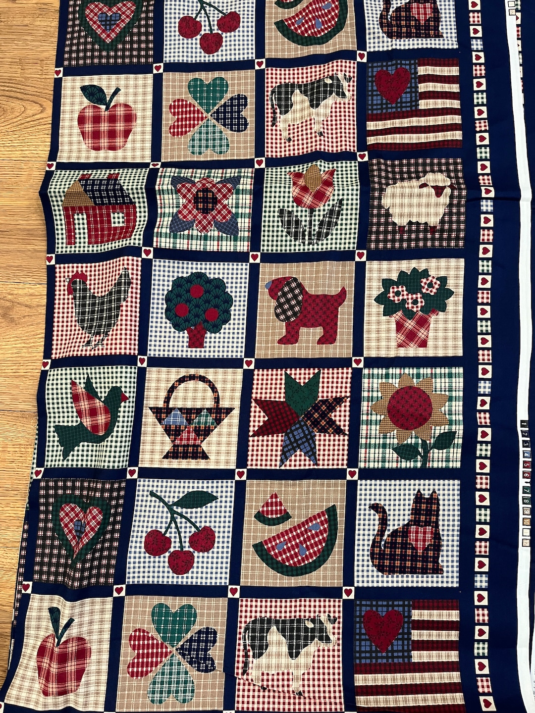 1 Yard 1990s Vintage Farmhouse Country Square Cheater Fabric, VIP ...