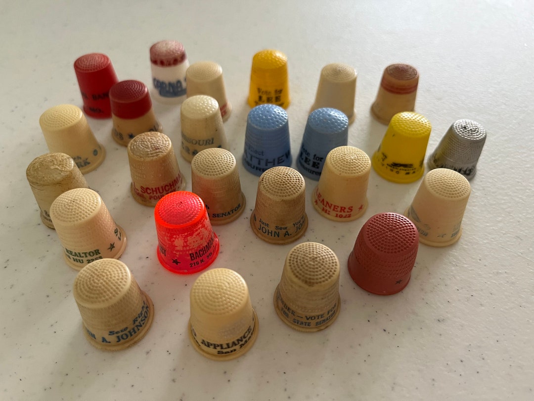 25 Vintage Plastic Thimbles, Advertising, Political, Election Thimbles ...