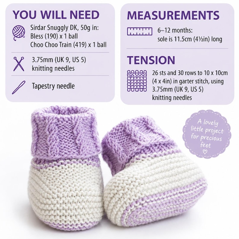 Baby Booties Knitting Pattern | Knit Baby Booties Pattern PDF | Mock ...