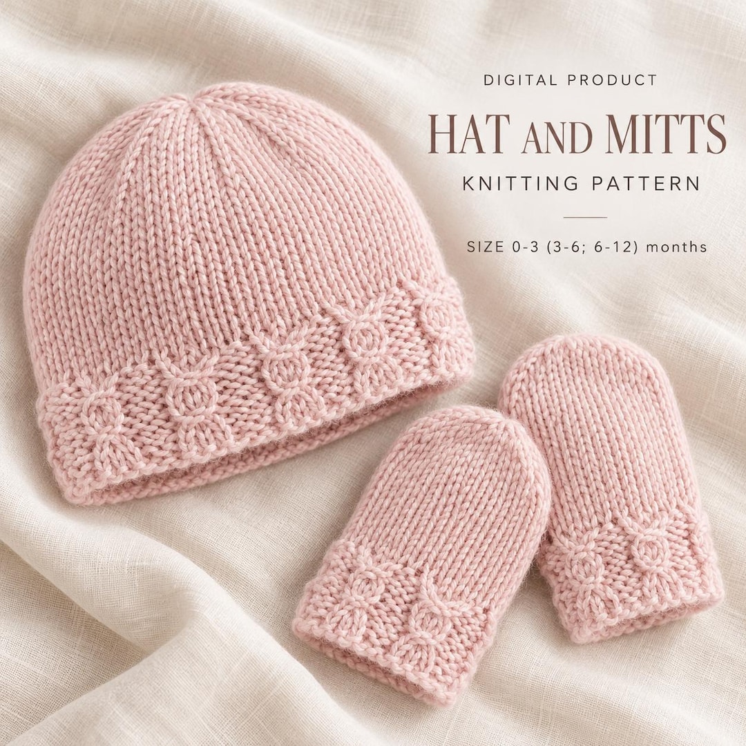 Baby Hat and Mitts Knitting Pattern | Baby Mitts Knitting Pattern ...