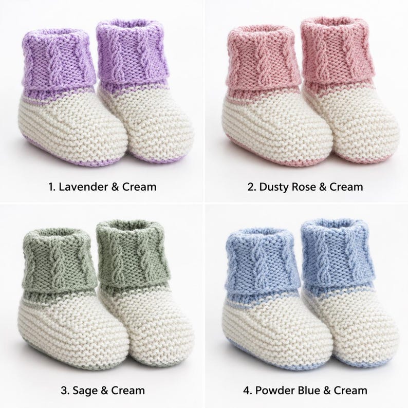 Baby Booties Knitting Pattern | Knit Baby Booties Pattern PDF | Mock ...