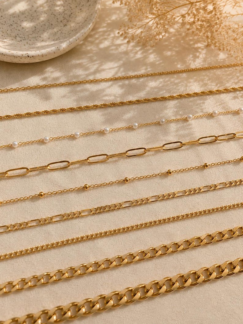 18K Gold Filled Chains, Waterproof Non Tarnish Chain Jewelry, Dainty ...