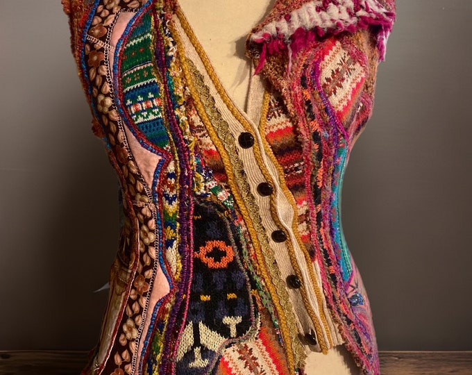 Cardigan,gilet, Bodywarmer, Patchwork , Recycle - Etsy