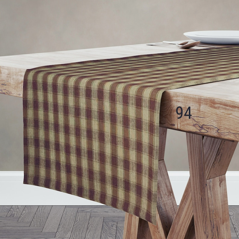 Brown & Tan Table Runner Placemat Plaid Check Solid /rustic - Etsy