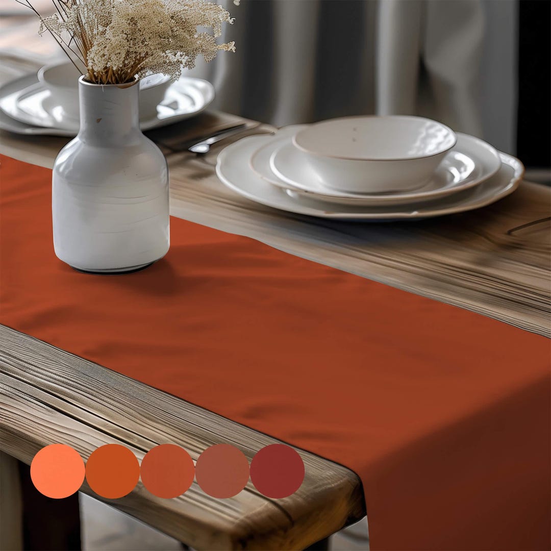 Solid Orange Table Runners and Placemats, 100% Cotton – Melon, Orange ...