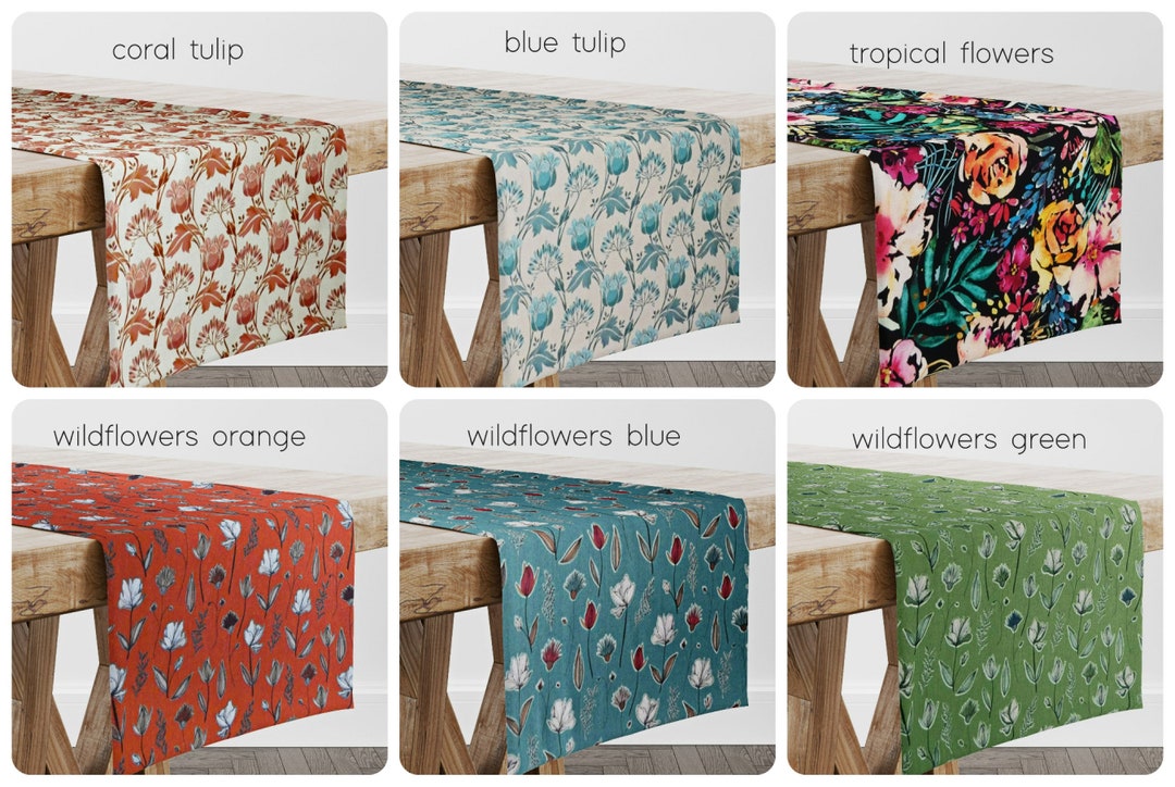 Floral Table Runners Tulips Tropical Flowers Spring Summer - Etsy