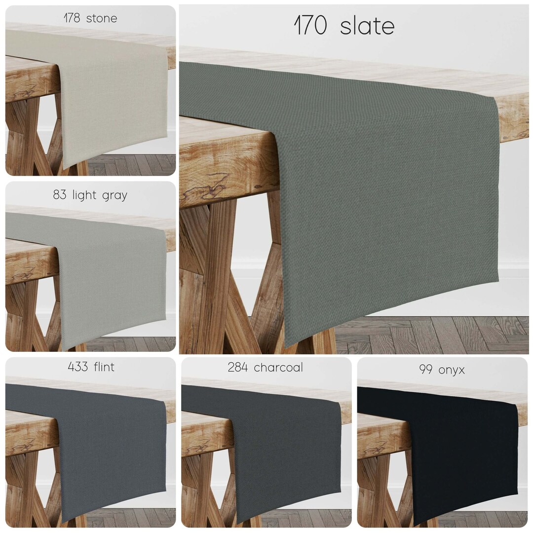 Solid Black and Gray Table Runners USA Handmade Modern Contemporary ...