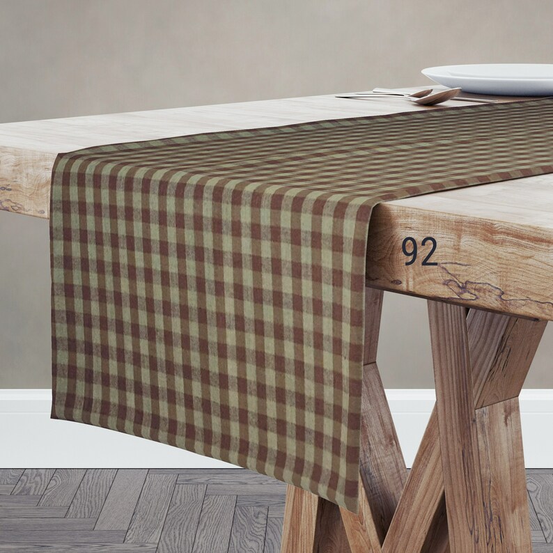 Brown & Tan Table Runner Placemat Plaid Check Solid /rustic - Etsy
