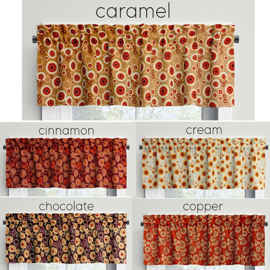 Modern Medallion Sunburst Valances Cafe Curtains Cotton Panels USA ...