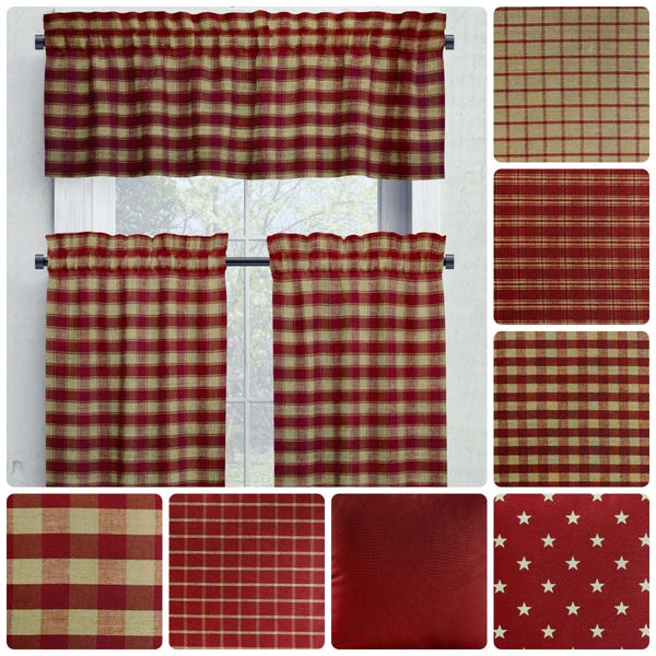 Red Kitchen Curtains - Etsy