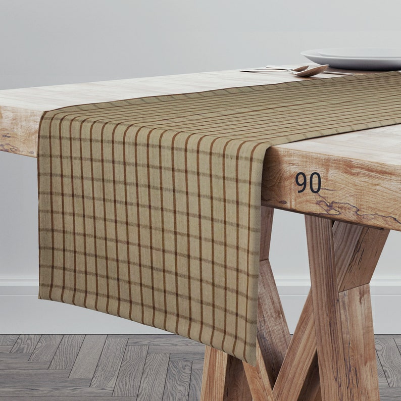 Brown & Tan Table Runner Placemat Plaid Check Solid /rustic - Etsy