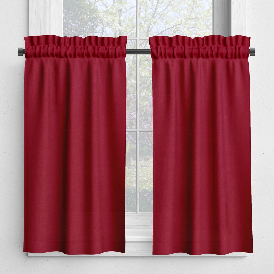 Red Cotton Cafe Curtains, Custom Sizes - Etsy