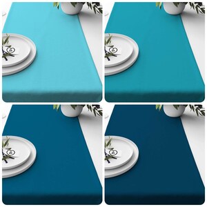 Solid Blue Table Runners and Placemats, 100% Cotton – Pool, Blue Chill ...