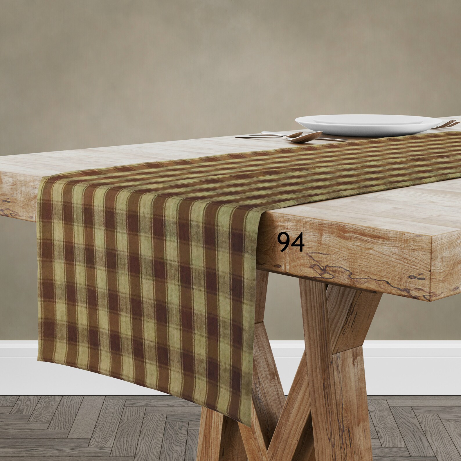 Brown & Tan Table Runner Placemat Plaid Check Solid /Rustic | Etsy